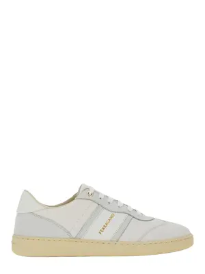 FERRAGAMO Logo-print Leather Sneakers - Neutrals
