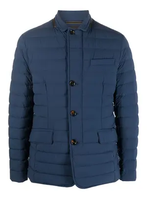 MOORER Quilted Buttoned-up Jacket - Blue
