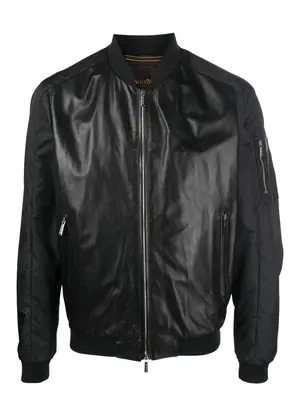 MOORER Edison-pek Leather Bomber Jacket - Black