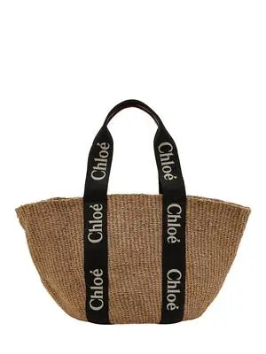 Chloé Woody Large Basket Bag - Black/beige