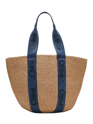 Chloé Woody Large Basket Bag Denim