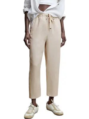 Mango MANGO Linen Drawstring Pants Light/pastel Grey