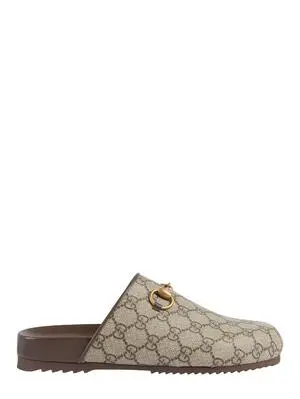 Gucci Horsebit Gg Supreme Mule - Beige