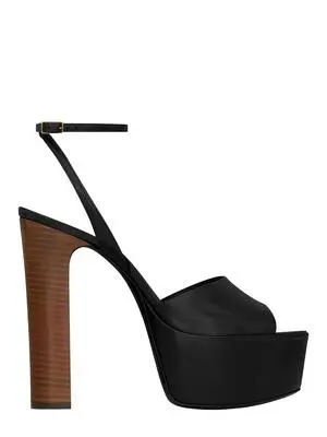 Saint Laurent Leather Jodie Platform Sandals 145 - Black
