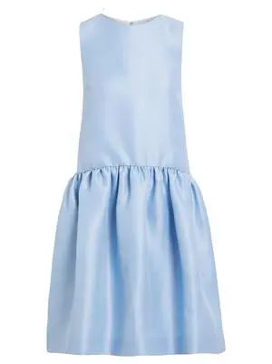 Oscar De La Renta Gathered Duchesse Silk-satin Dress - Light Blue