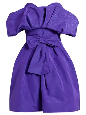 Oscar De La Renta Strapless Bow-embellished Mini Dress - Purple