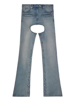 COURREGES Cut-out Flared Denim Trousers - Blue