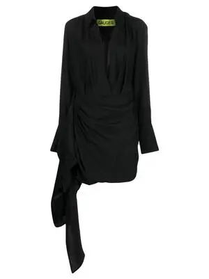 Gauge81 Gravia Draped Silk Mini Dress - Black