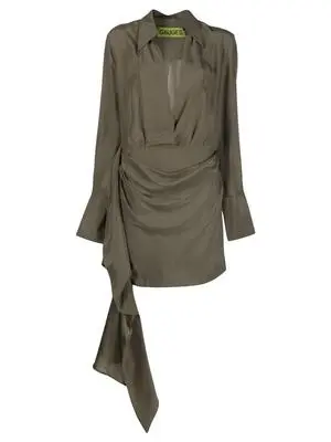 Gauge81 Gravia Long-sleeve Silk Minidress - Green