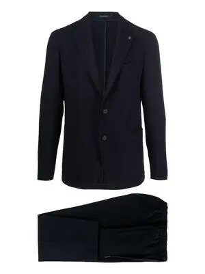 Tagliatore Single-breasted Textured Suit - Blue