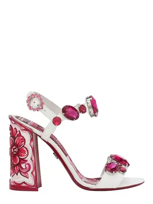 Dolce & Gabbana Majolica-print Embellished Sandals - White