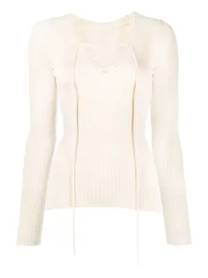 PETAR PETROV Tie-front Top - Neutrals