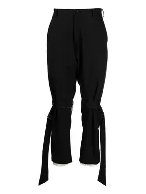 SULVAM Frayed-detailed Wool Trousers - Black