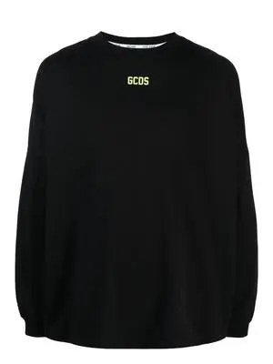 Gcds Long-sleeved Logo-print T-shirt - Black
