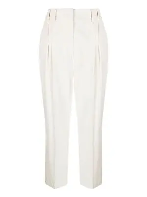Brunello Cucinelli Cropped Cotton Trousers - Neutrals