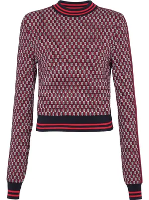 Balmain Monogram Check-pattern Jumper - Red