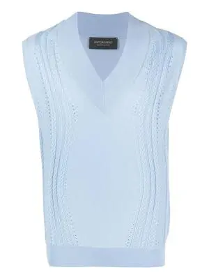 Viktor & Rolf Cable Knit V-neck Vest - Blue