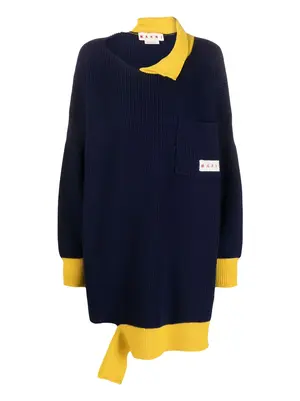 Marni Asymmetric Ribbed Jumper - Blue