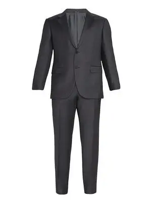 Zegna Wool Tic-weave Suit - Dark Grey Solid