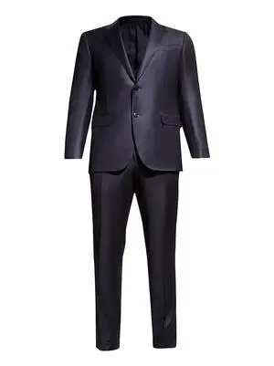 Zegna Wool Tic-weave Suit - Navy