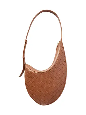 Bottega Veneta Small Drop Intrecciato Leather Shoulder Bag Brown