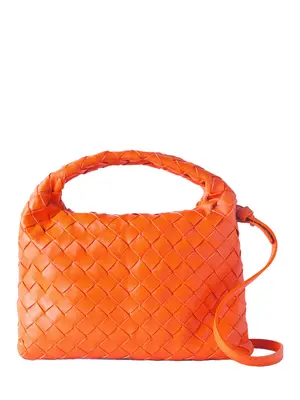 Bottega Veneta Small Drop Intrecciato Leather Shoulder Bag Orange