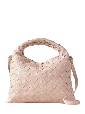 Bottega Veneta Small Drop Intrecciato Leather Shoulder Bag Pink