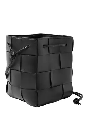 Bottega Veneta Bottega Veneta Cassette Intrecciato Leather Bucket Bag Black