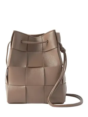 Bottega Veneta Bottega Veneta Cassette Intrecciato Leather Bucket Bag Brown