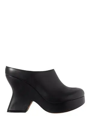 Loewe Terra Leather Platform Mules - Black