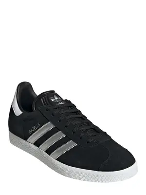 Adidas Adidas Gazelle Lace-Up Sneakers Black/ Silver Metallic/ White