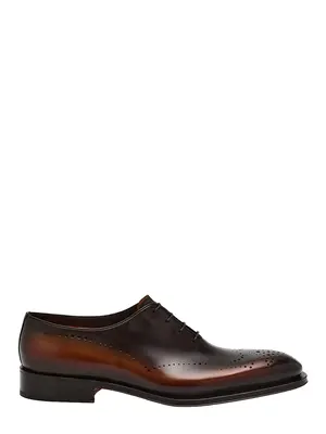 Santoni Santoni Kaj Brogue Leather Oxfords Dark Brown/copper