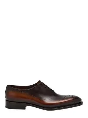 Santoni Kaj Brogue Leather Oxfords - Dark Brown/copper