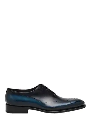 Santoni Santoni Kaj Brogue Leather Oxfords Gray/blue