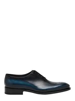 Santoni Kaj Brogue Leather Oxfords - Gray/blue