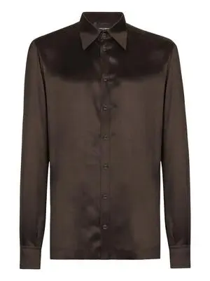 Dolce & Gabbana Point-collar Silk Shirt - Black