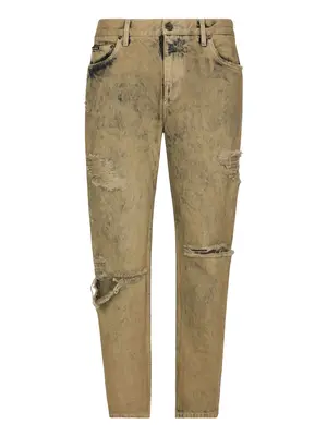 Dolce & Gabbana Ripped Slim-fit Jeans - Neutrals