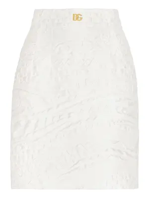 Dolce & Gabbana Brocade Mini Skirt - White