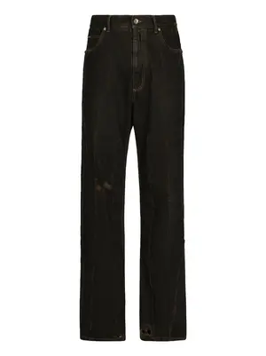 Dolce & Gabbana Straight-leg Cotton Trousers - Black