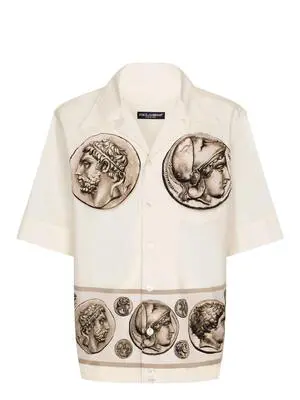 Dolce & Gabbana Coin-print Cotton Shirt - White