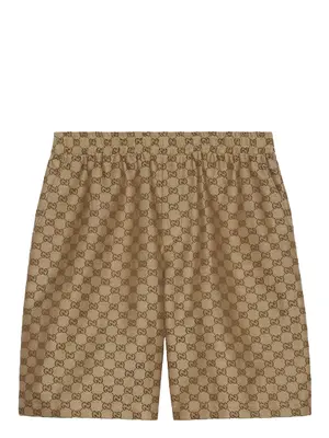 Gucci Gg Supreme Linen Shorts - Brown