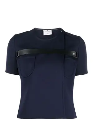 COURREGES Strap-detail T-shirt - Blue