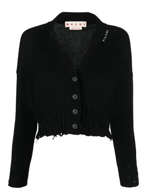 Marni Distressed Cropped Cardigan - Black