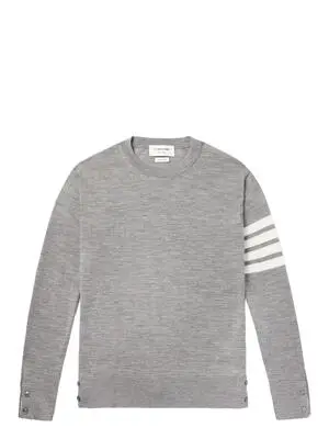Thom Browne Slim-fit Striped Merino Wool Sweater - Gray