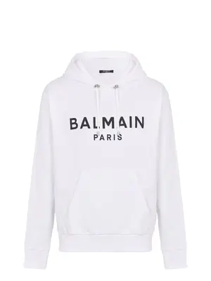 Balmain Logo-print Long-sleeved Hoodie - White