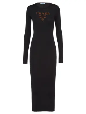 Prada Long Sleeve Knit Dress - Black