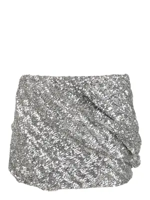 Attico Sequin-embellished Miniskirt - Silver