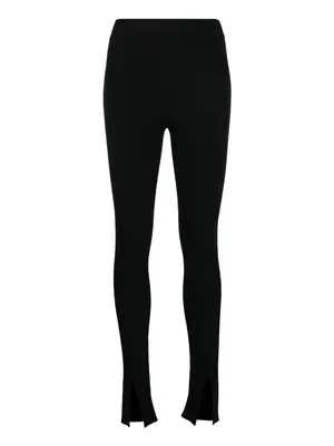 AERON Front-slit Ribbed Leggings - Black