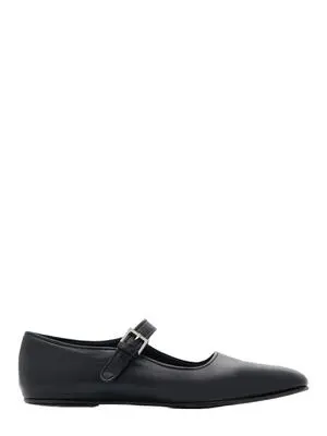 THE ROW Ava Leather Flats - Black
