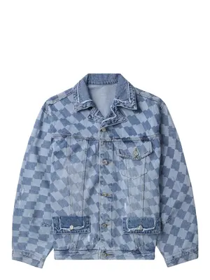 ADER ERROR Check-pattern Denim Jacket - Blue